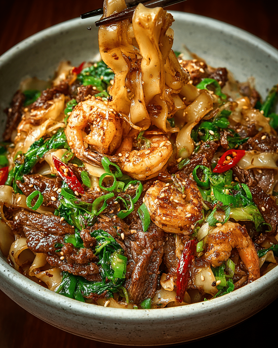 Hand-Pulled Cumin Lamb & Shrimp Noodles for Bold Flavor