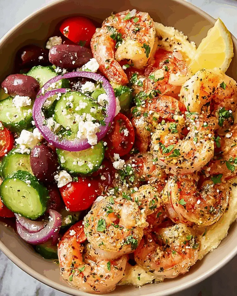 Lemon Garlic Butter Shrimp with Greek Salad & Extra Feta Delight