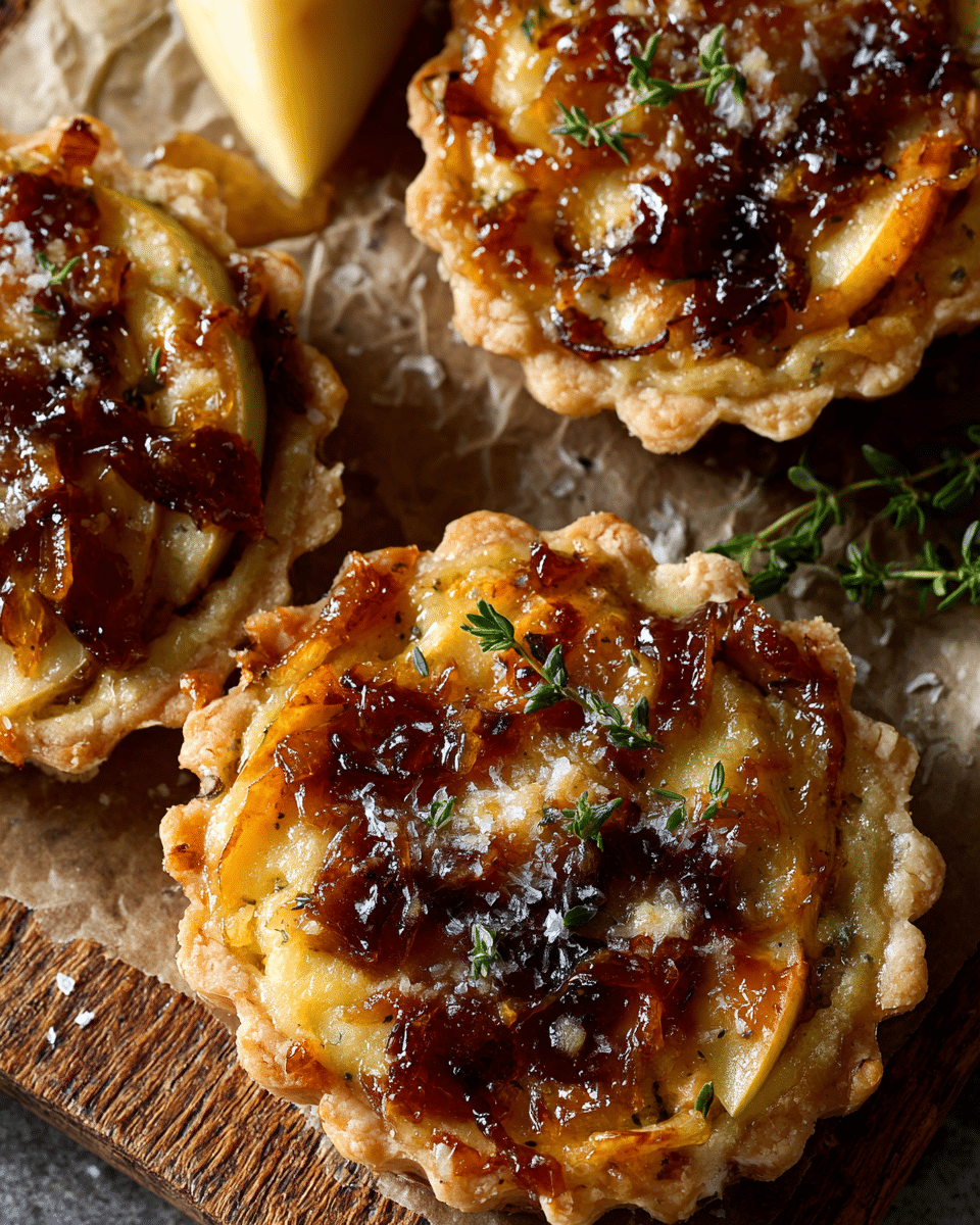 Gluten-Free Apple Brie Tarts with Caramelized Onions & Honey