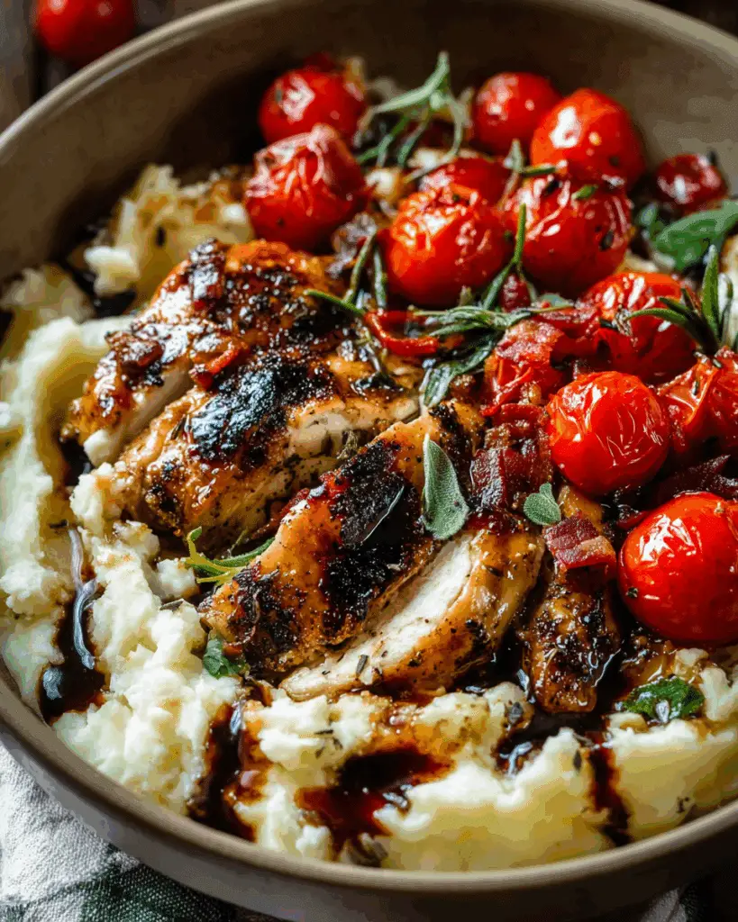 Balsamic Grilled Chicken with Herbed Mashed Potatoes
