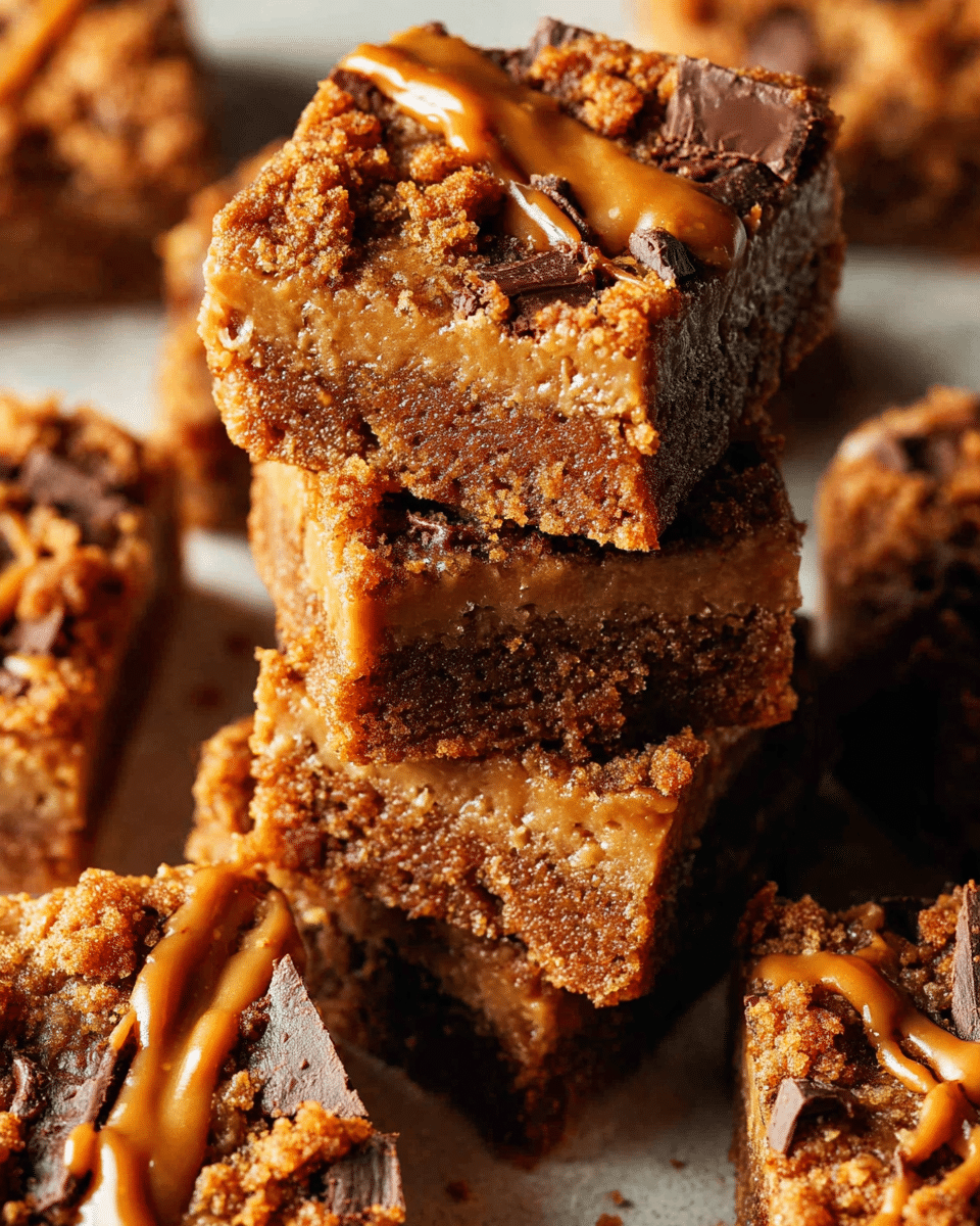 Chewy Spiced Cookie Butter Bars with Dark Chocolate Delight