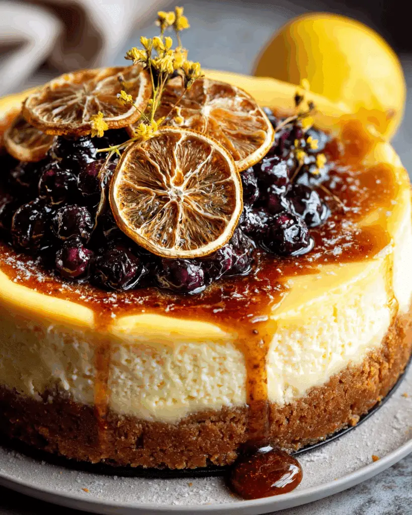 Lemon Blueberry Ricotta Cheesecake with Zesty Twist