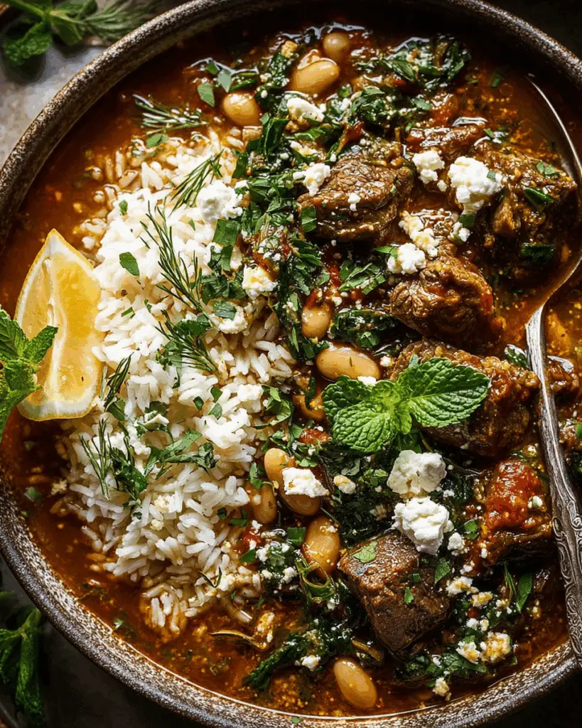 Lemon Herb Beef Stew with Rice | Bright & Comforting Dinner