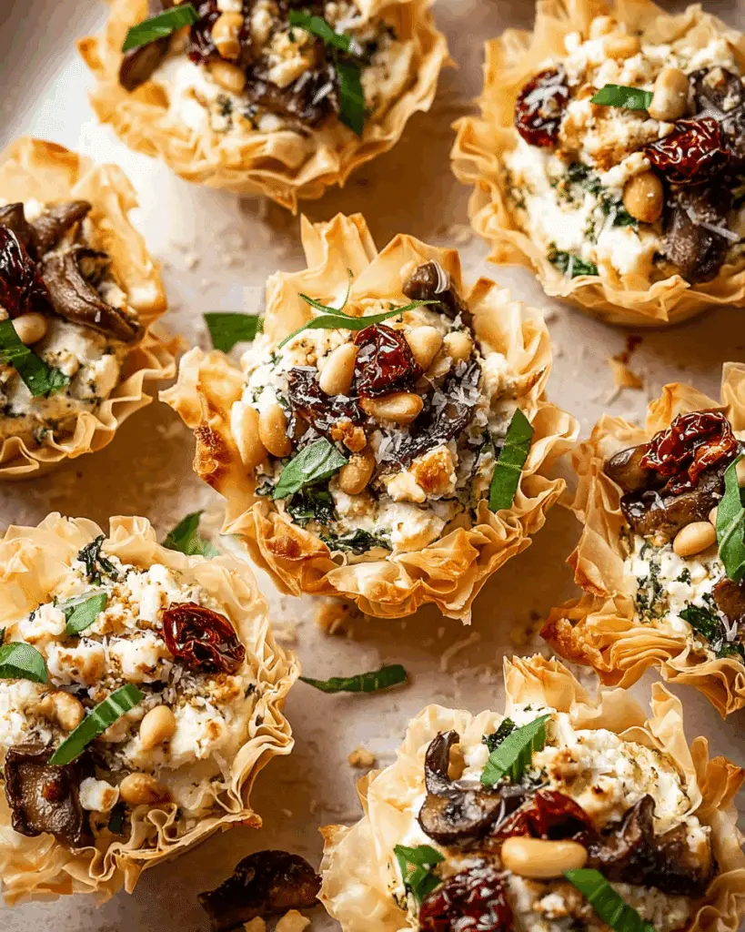 Lemon Mushroom Goat Cheese Phyllo Bites