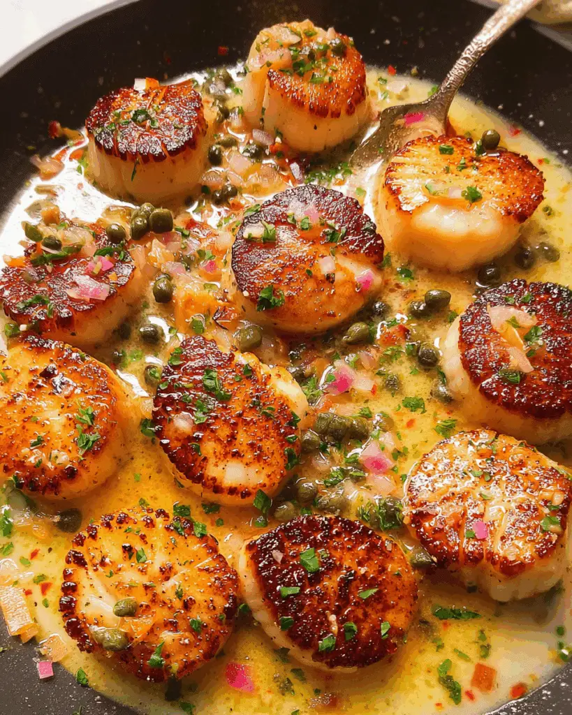Pan-Seared Scallops with Lemon-Garlic Caper Butter Sauce