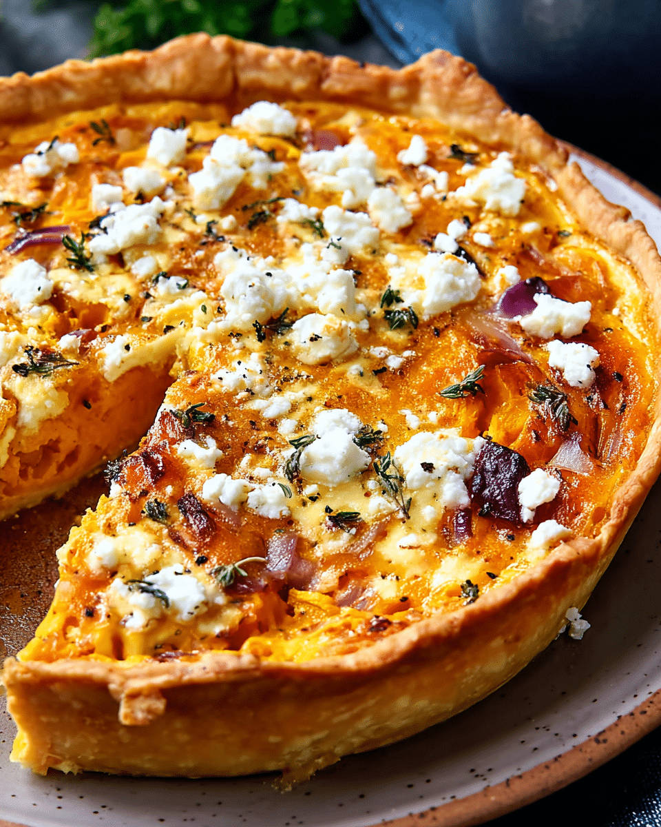 Savory Pumpkin Feta & Thyme Quiche for Fall Comfort