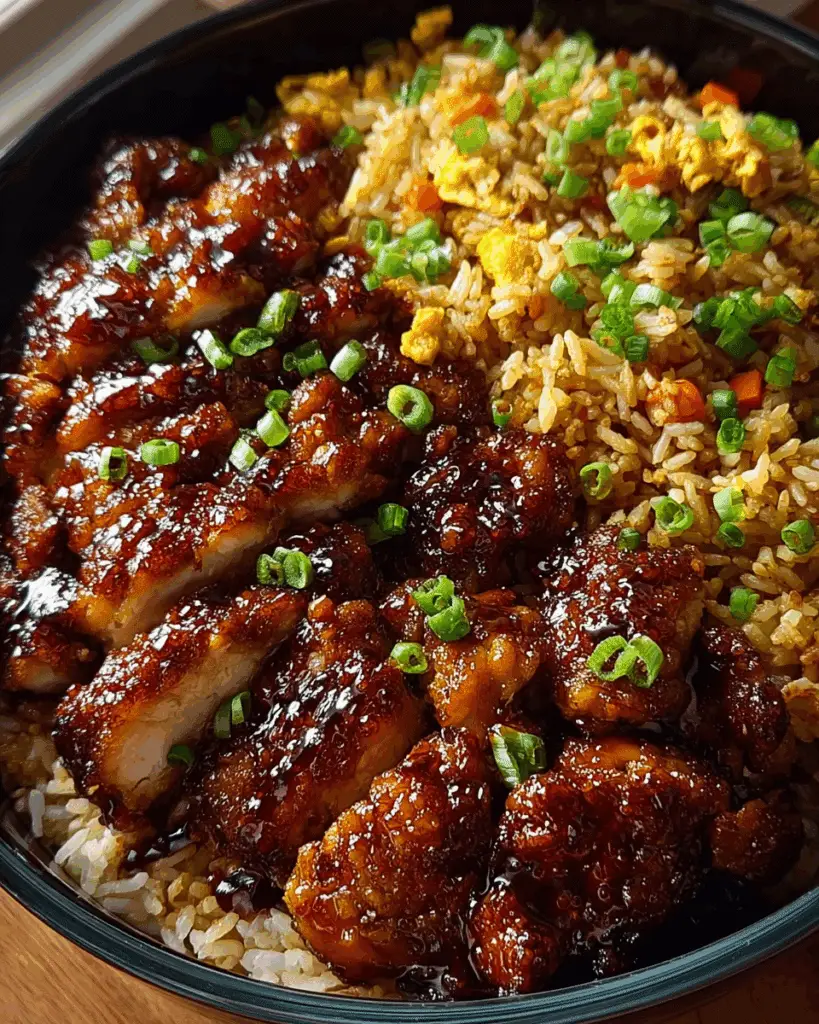 Easy Sticky Glazed Chicken & Fried Rice Delight