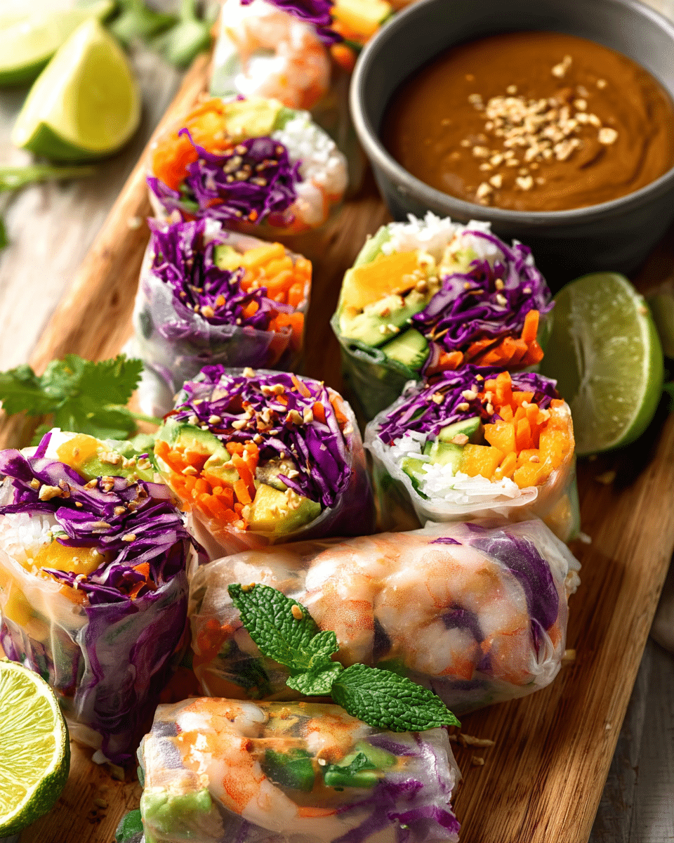 Fresh Shrimp–Mango Rice Paper Rolls with Lime Peanut Sauce