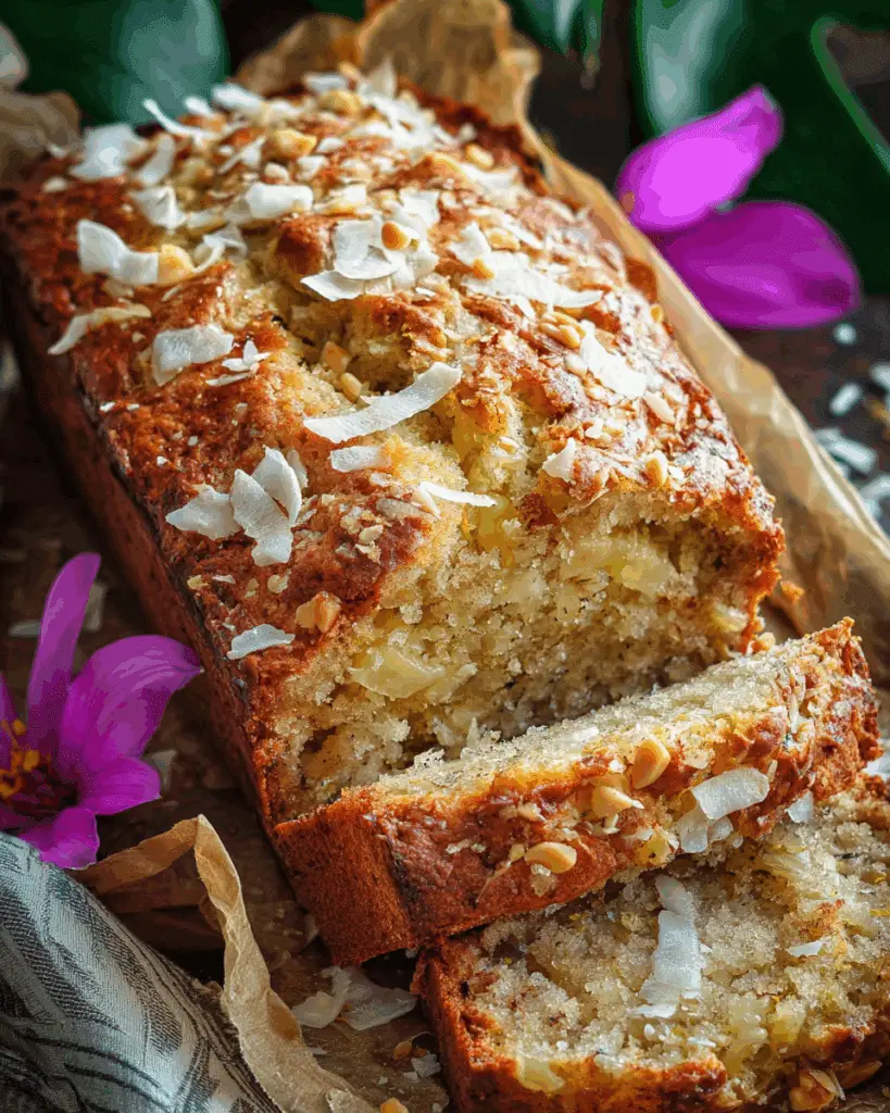 Tropical Banana Pineapple Bread with Coconut and Nuts Delight